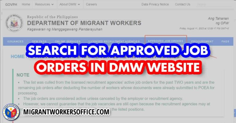 How to Search Approved Job Orders on DMW Website? | Migrant Workers Office