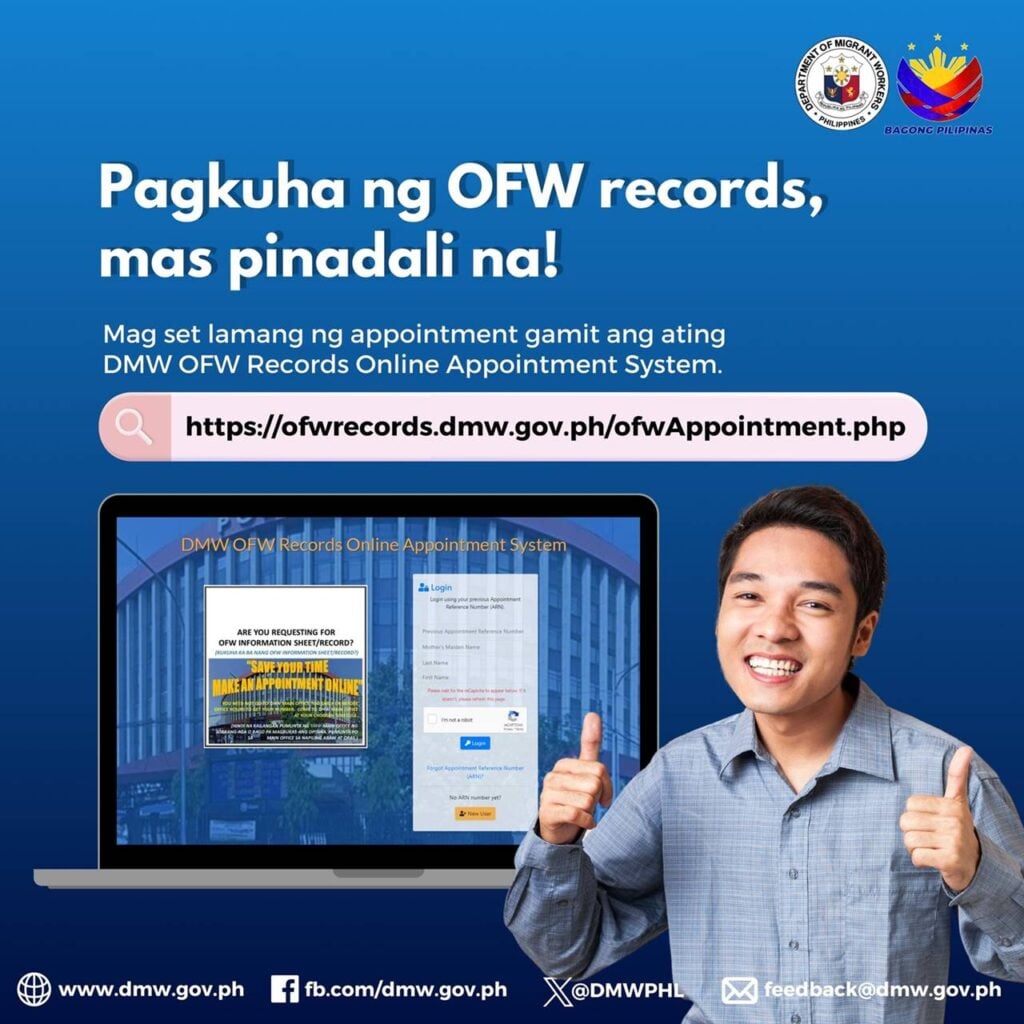 Access DMW OFW Records Online Appointment System | Migrant Workers Office